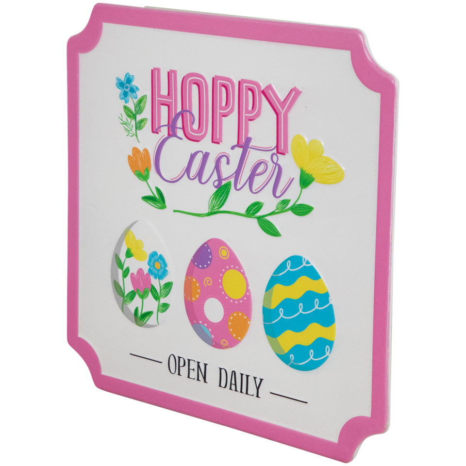 Hoppy Easter Open Daily Metal Wall Sign - 9.75" | Christmas Central