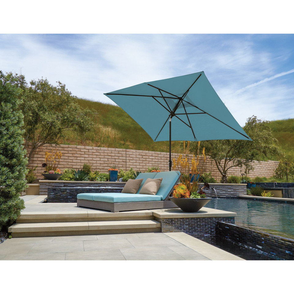 10ft Outdoor Patio Rectangle Market Umbrella with Black Push Button ...