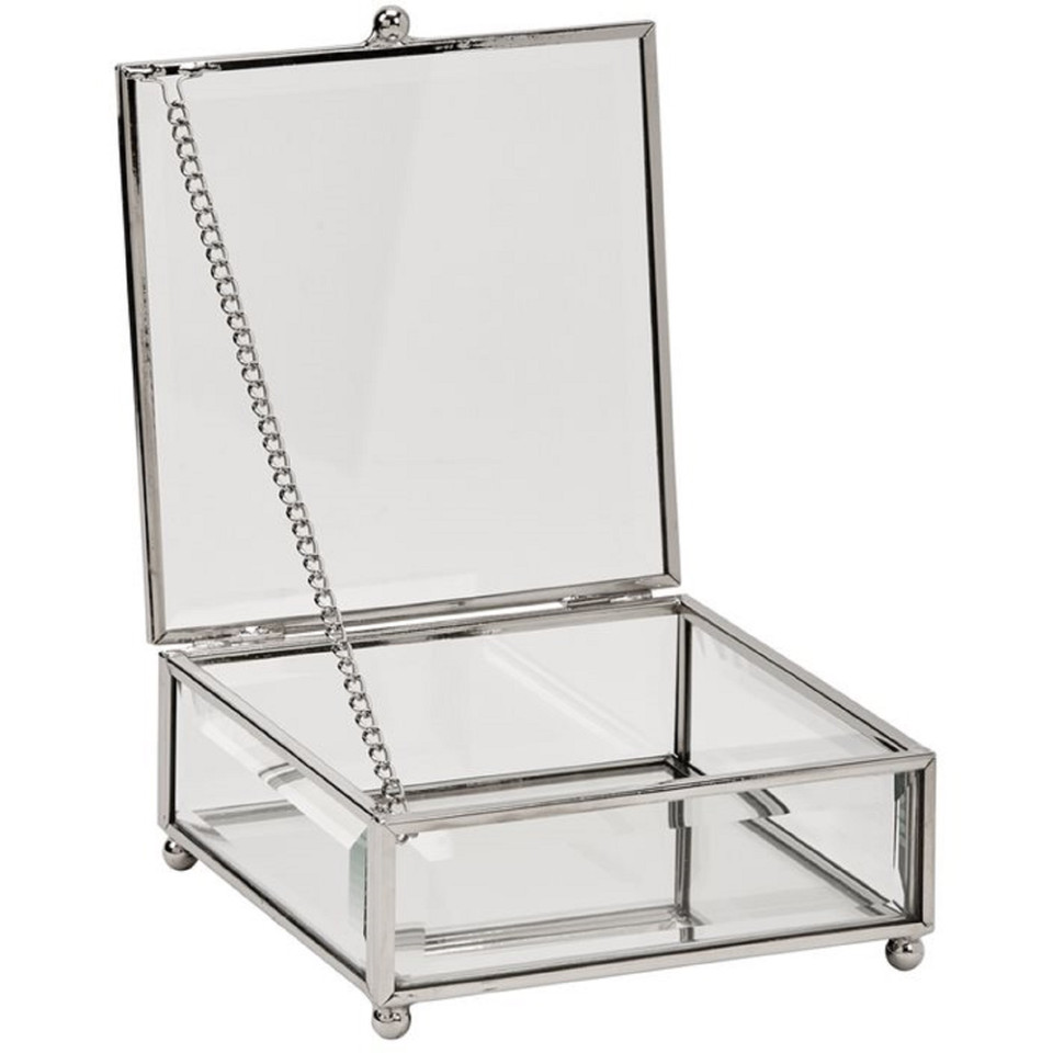 4.75" Square Transparent Glass Hinged Box | Christmas Central