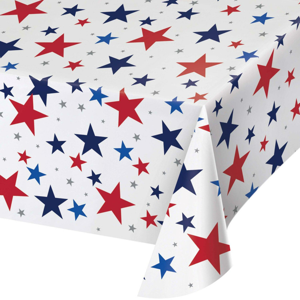 Patriotic Stars Rectangular Tablecloth - 8.5' - Red & Blue - Club Pack ...