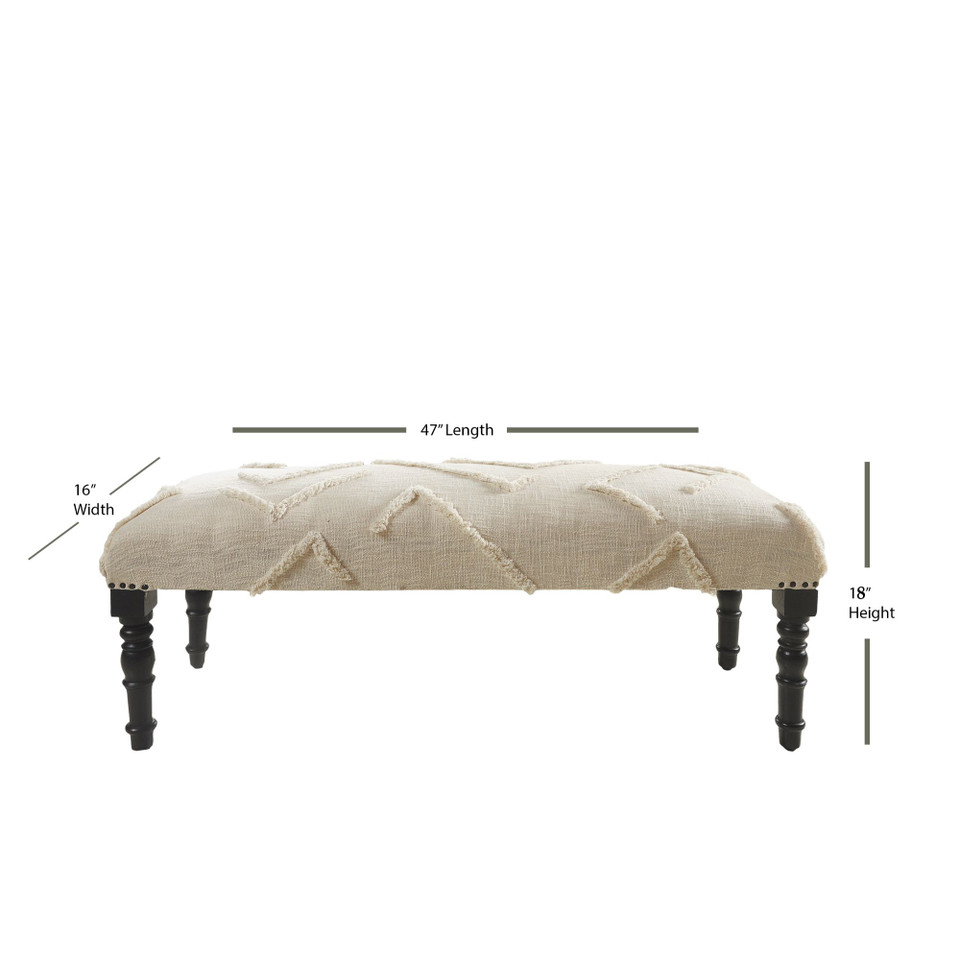 47" Cream Over Tufted Rectangular Bench with Wooden Legs | Christmas ...