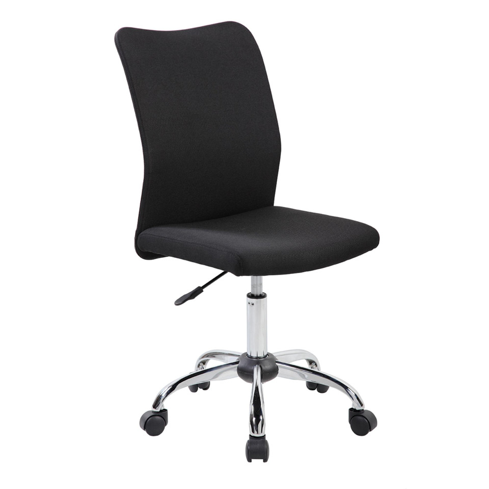 35.5" Black & Metallic Chrome Adjustable Modern Armless Task Chair ...