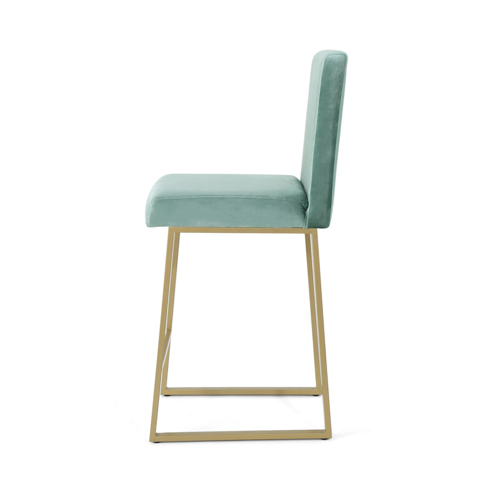 Set of 2 Mint Green & Gold Contemporary Bar Stools 40" | Christmas Central