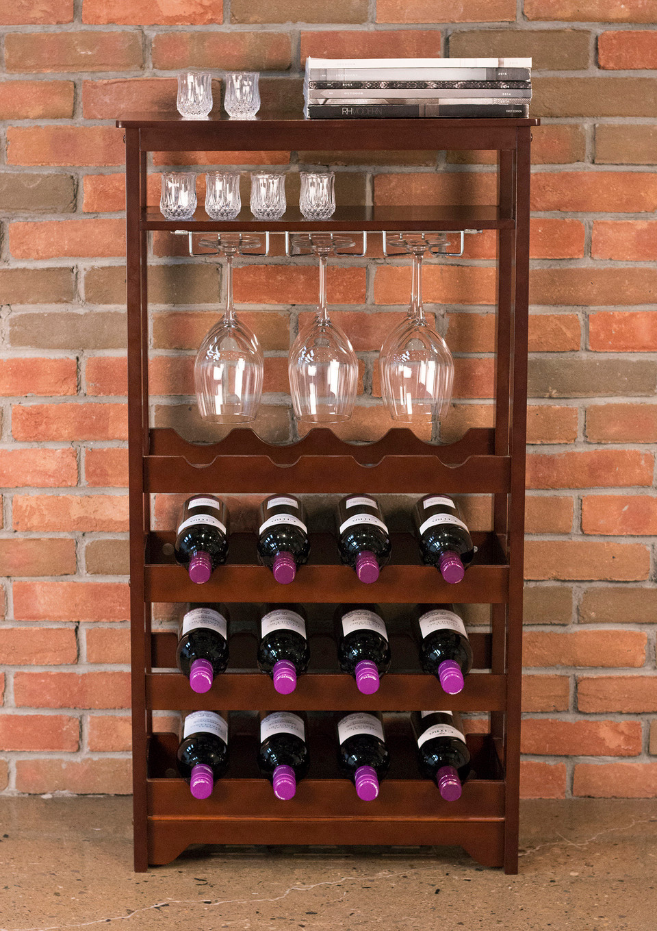 39.75" Brown Tall Rectangular Compact 16-Bottle Wine Rack | Christmas ...