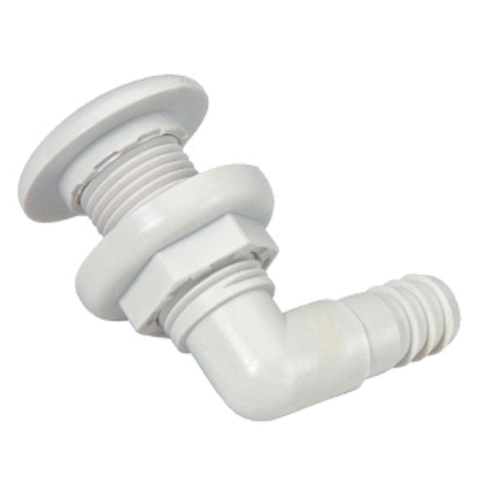 7" Solid White Outdoor Marine Johnson Pump Thru-Hull Connector 3/4-Inch ...