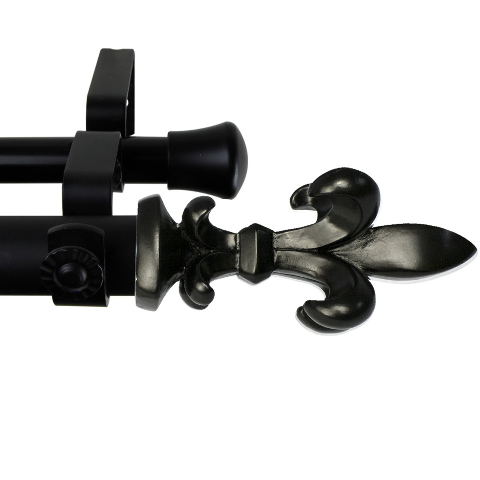 57" Black Solid Contemporary Double Curtain Rod | Christmas Central