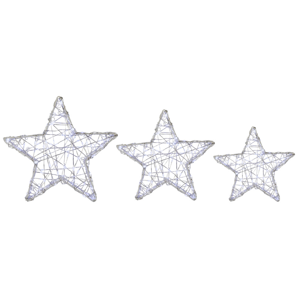 LED Lighted Stars Christmas Outdoor Decorations - 13.75" - White -Set ...