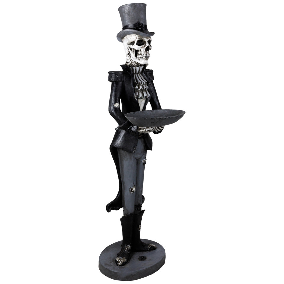 Skeleton Butler Holding Tray Halloween Figure - 4.5' | Christmas Central
