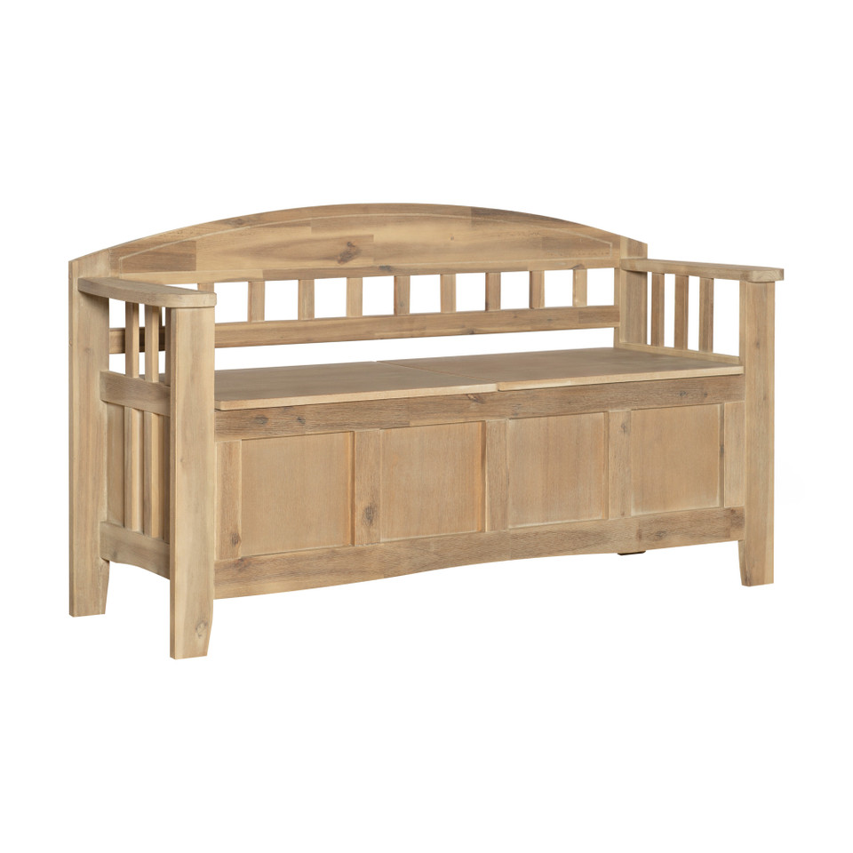 Slatted Back Storage Bench - 52" - Brown | Christmas Central