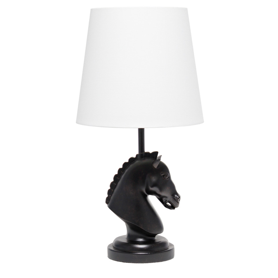 Chess Horse Table Desk Lamp with Tapered Shade - 17.25" - Black & White ...