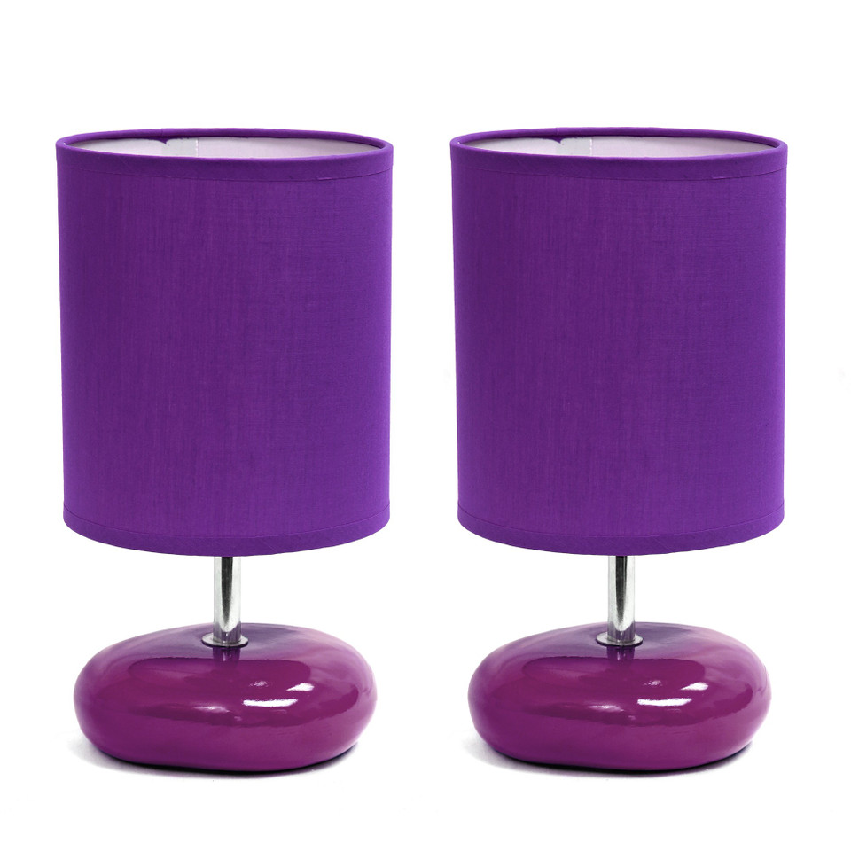 Traditional Mini Round Rock Table Lamps with Drum Shade - 10.25 ...