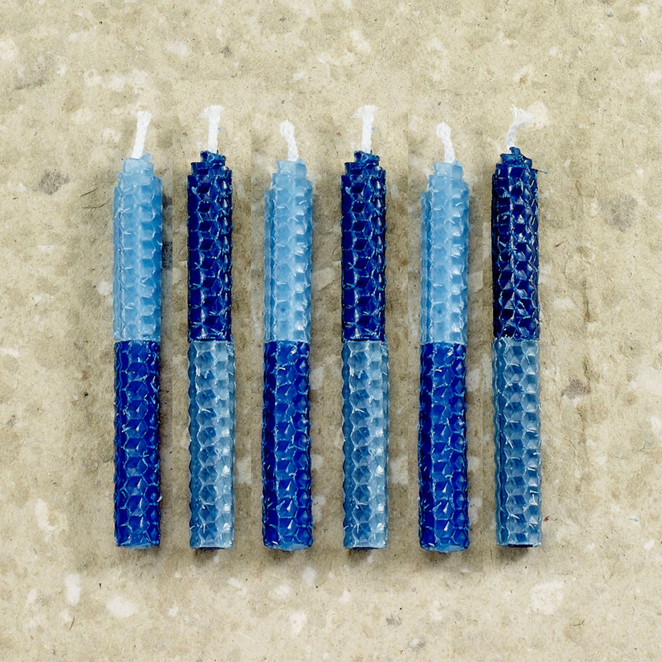 Two-Tone Honeycomb Beeswax Hanukkah Candles - 4" - Blue - 45ct ...