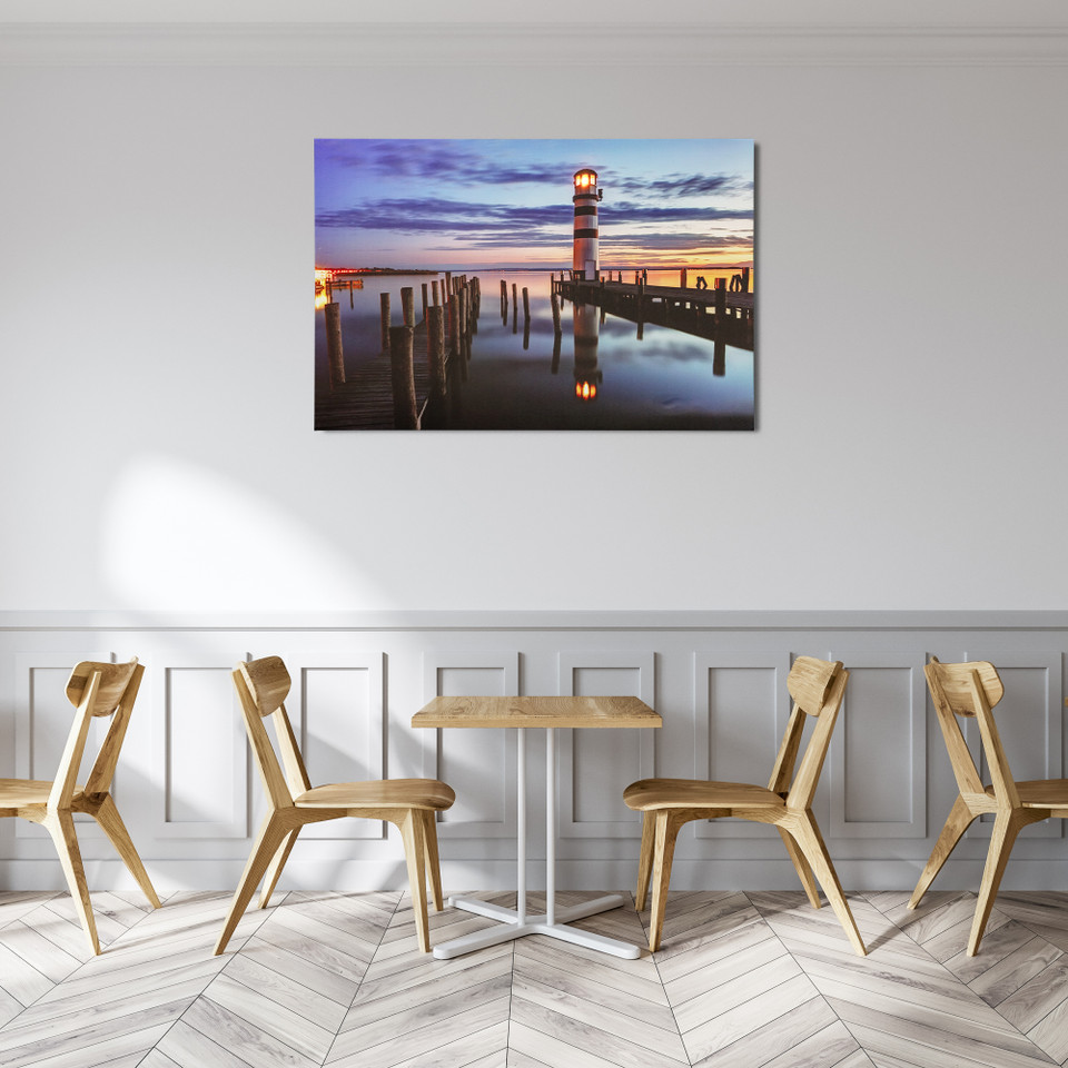 LED Lighted Coastal Sunset Lighthouse Scene Canvas Wall Art - 15.75" x ...