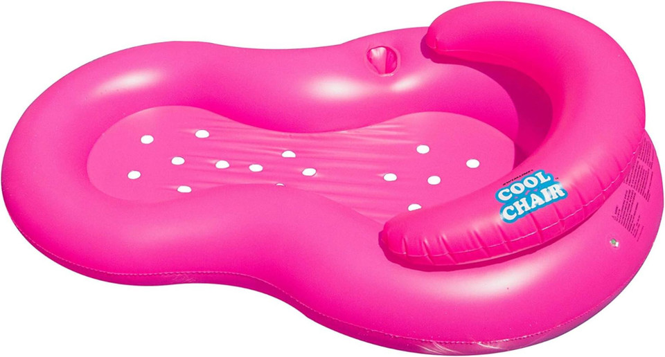 62.5" Inflatable Pink Cool Chair Water Lounge Chair with Holes ...