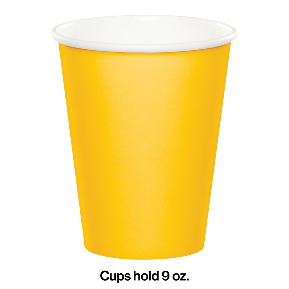 Club Pack of 240 School Bus Yellow Disposable Paper Hot & Cold Drinking ...