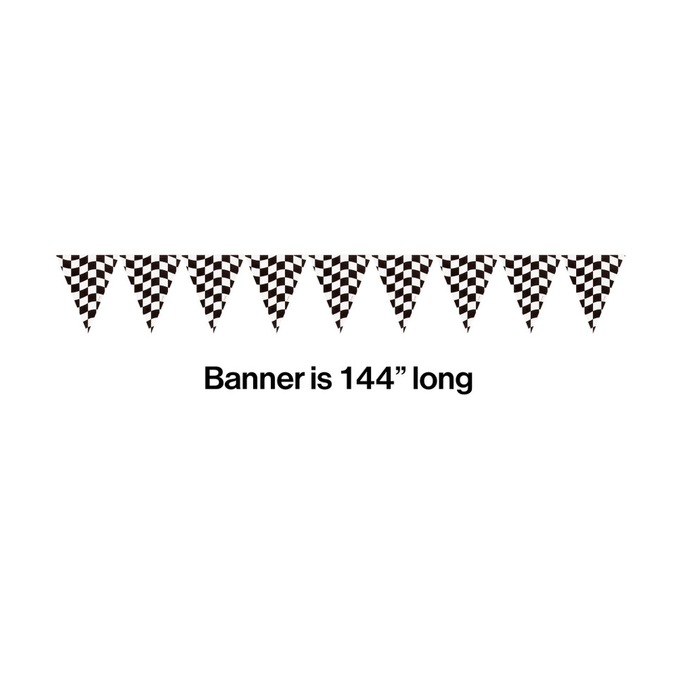 Club Pack of 12 Black & White Checkered Hanging Party Banner Flag ...