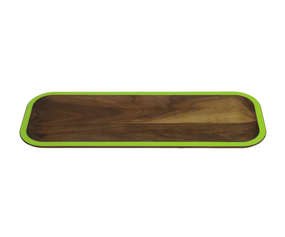 15" Green & Brown Handcrafted Rectangular Serving Tray | Christmas Central
