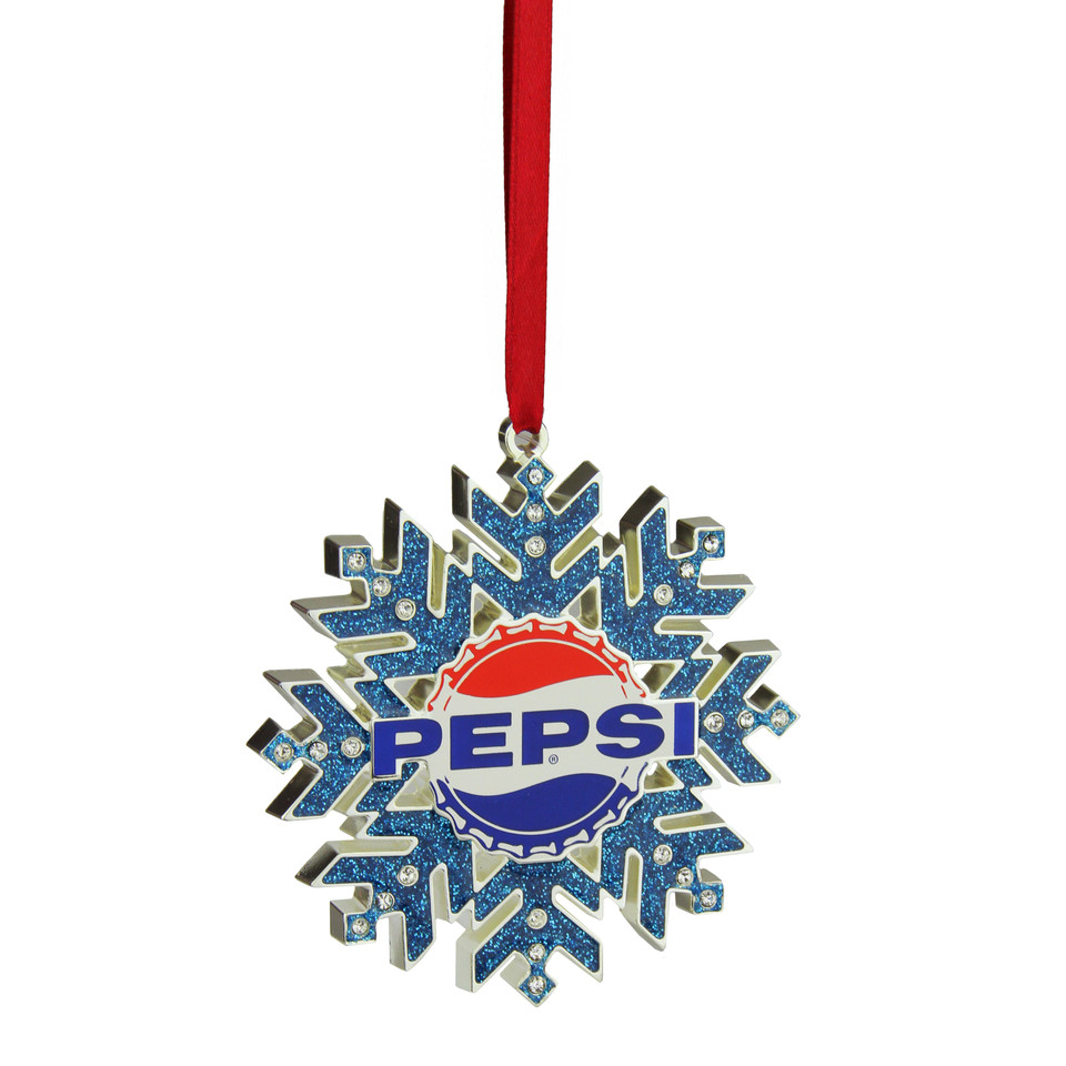 3.5" Silver & Blue Pepsi Logo Snowflake Christmas Ornament | Christmas ...
