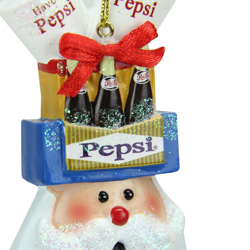 Glittered Santa Head Balancing Pepsi Christmas Ornament 3.75" (96mm ...