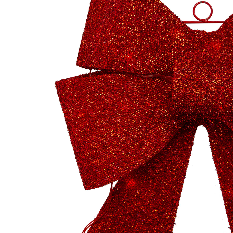 17" LED Lighted Red Sparkly Bow Christmas Decoration | Christmas Central