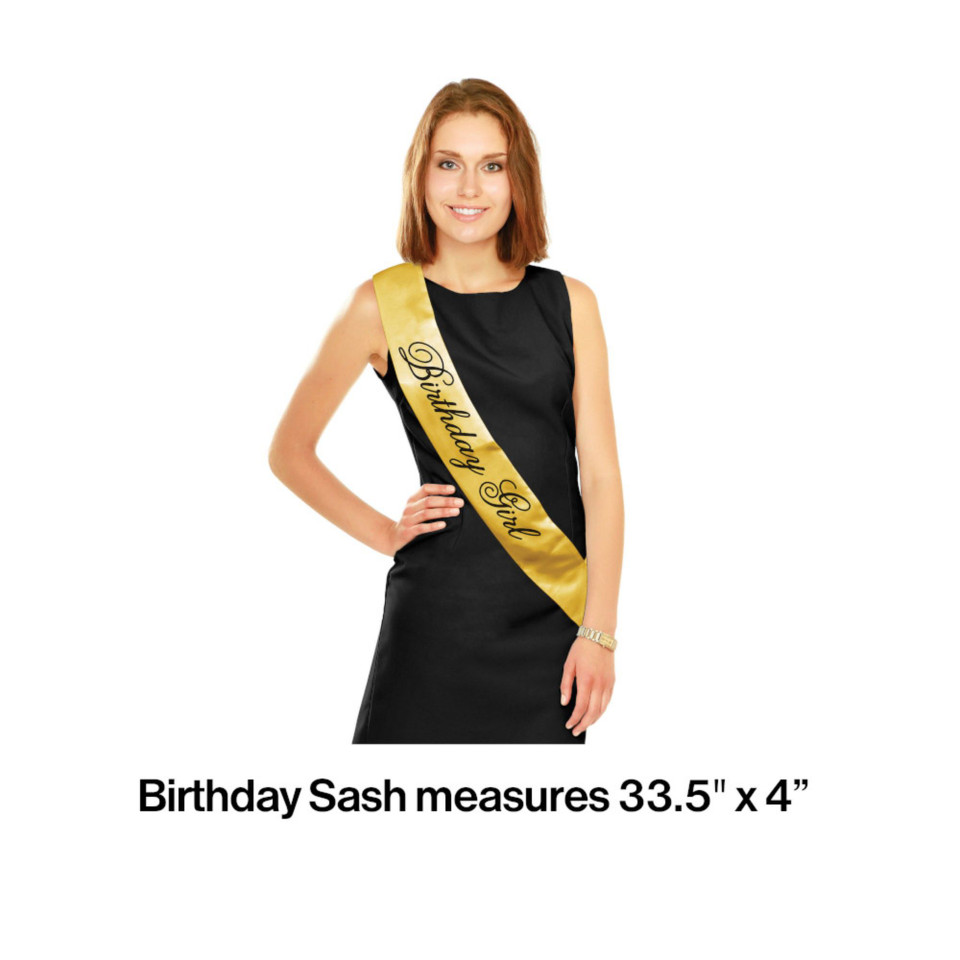Club Pack of 12 Black & Gold Women Adult Sashes 33.5" | Christmas Central