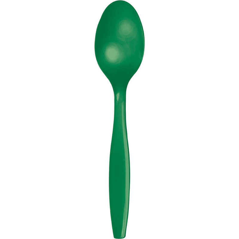 Club Pack of 600 Emerald Green Party Spoons 6.75" | Christmas Central