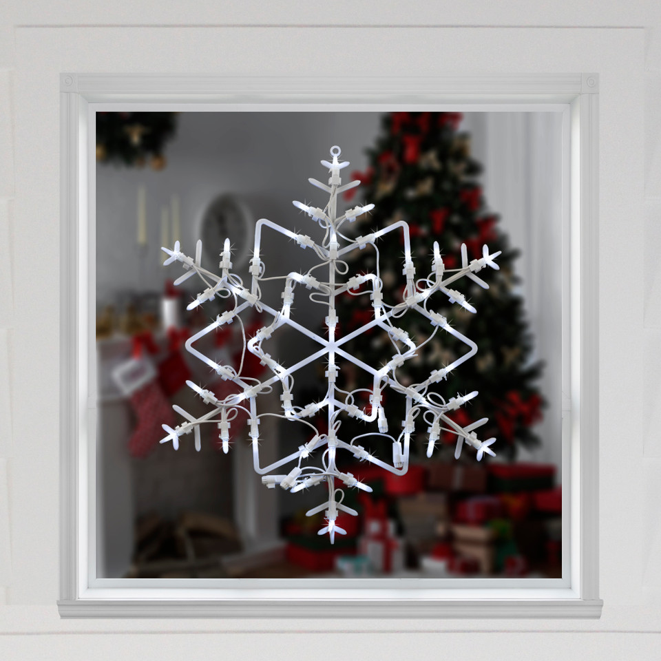 18" White LED Lighted Snowflake Christmas Window Silhouette | Christmas ...