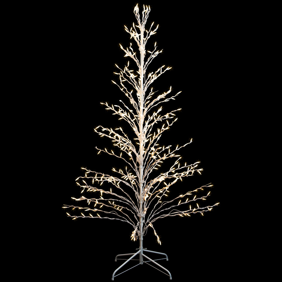 Lighted Cascade Twig Outdoor Christmas Tree - 6' - White - Clear Lights ...