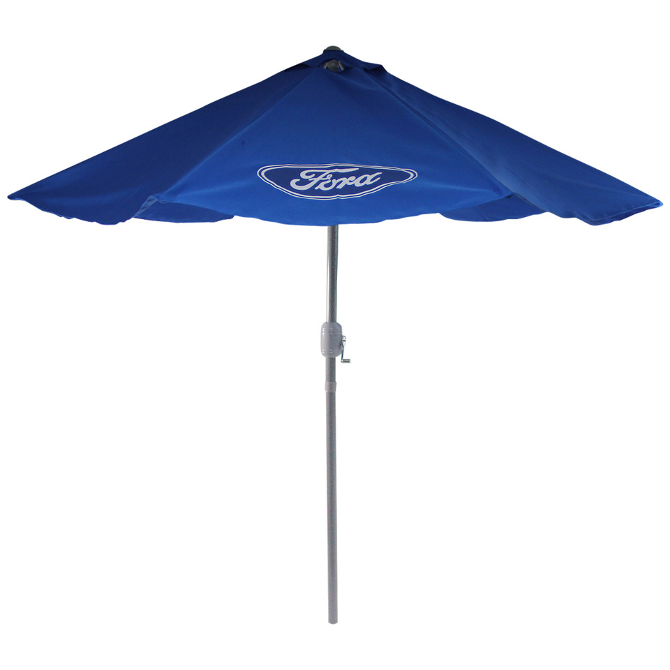 9ft Outdoor Patio Ford Umbrella with Hand Crank & Tilt, Blue ...