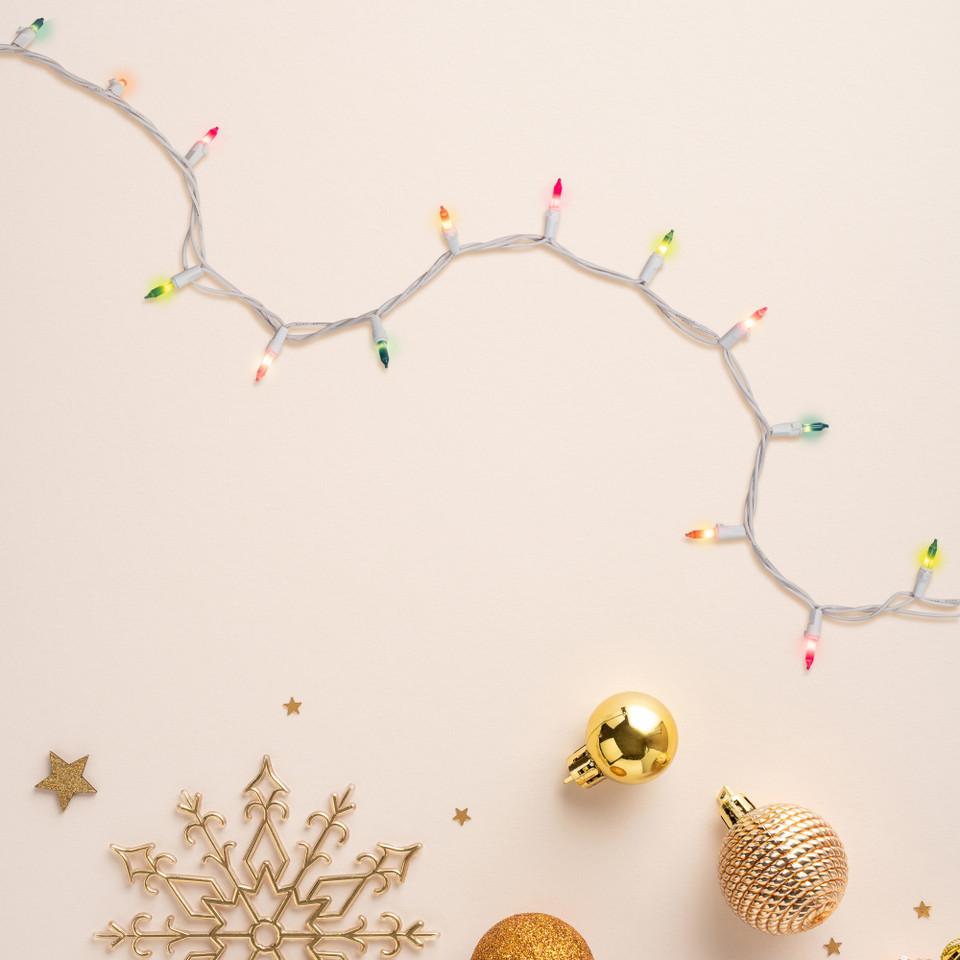 Mini Christmas Light Set - Pastel Multi-Color - 20' White Wire - 100ct ...