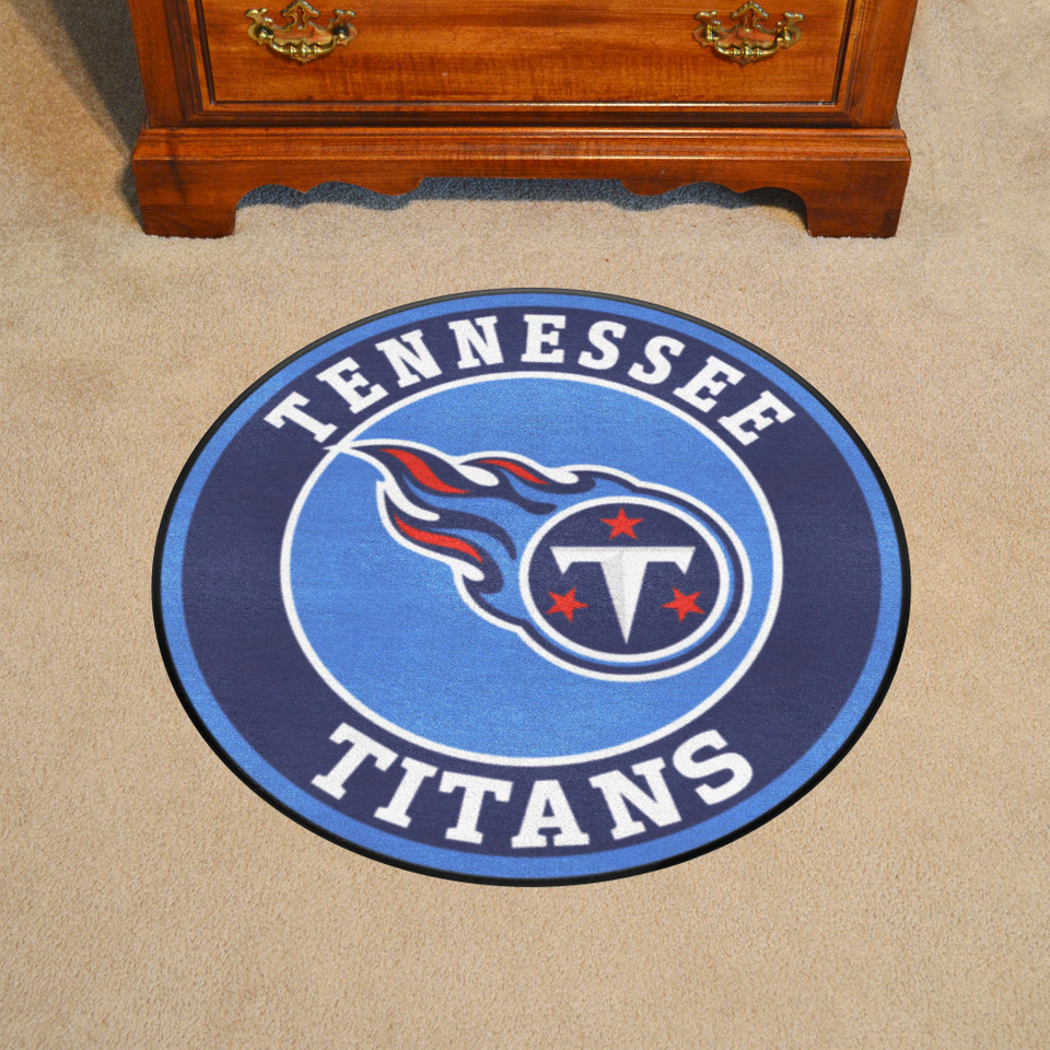 27" Blue Contemporary NFL Titans Round Area Rug | Christmas Central