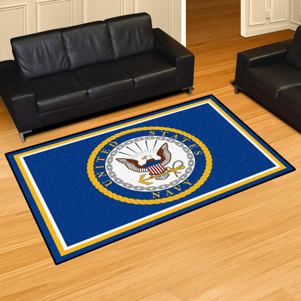 59.5" x 88" Blue U.S. Navy Non-Skid Mat Area Rug | Christmas Central