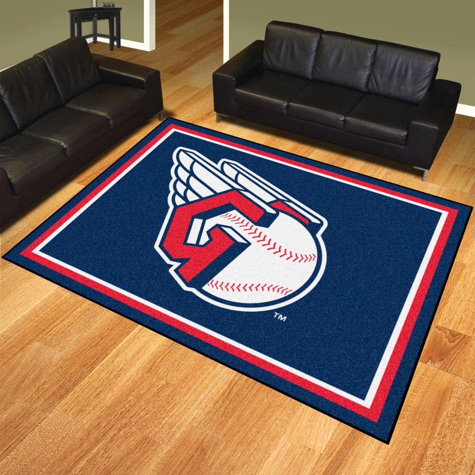 87" x 117" Red & Blue MLB Cleveland Indians Plush Non-Skid Area Rug ...