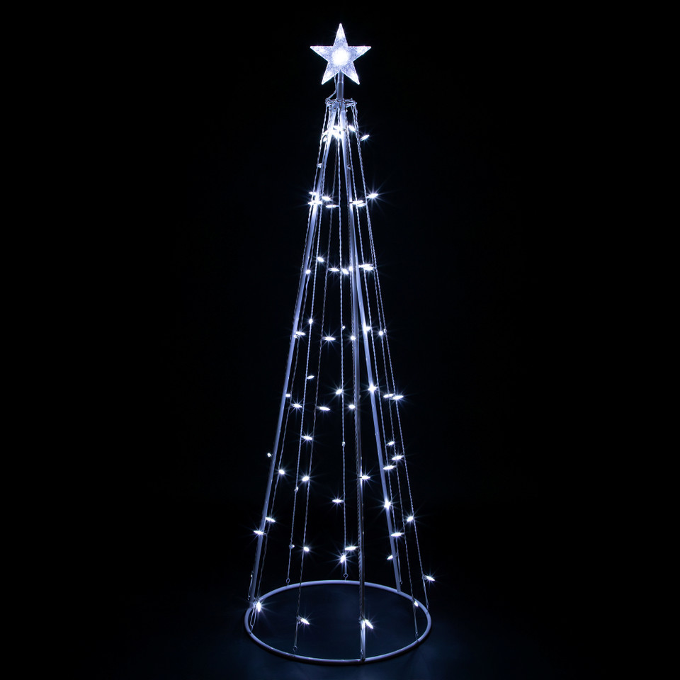 6' White LED Lighted Cone Tree Outdoor Christmas Decor | Christmas Central