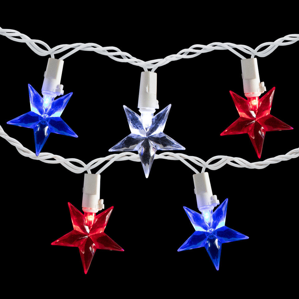 Set of 30 Red, White & Blue 4th of July Patriotic LED Star Lights ...