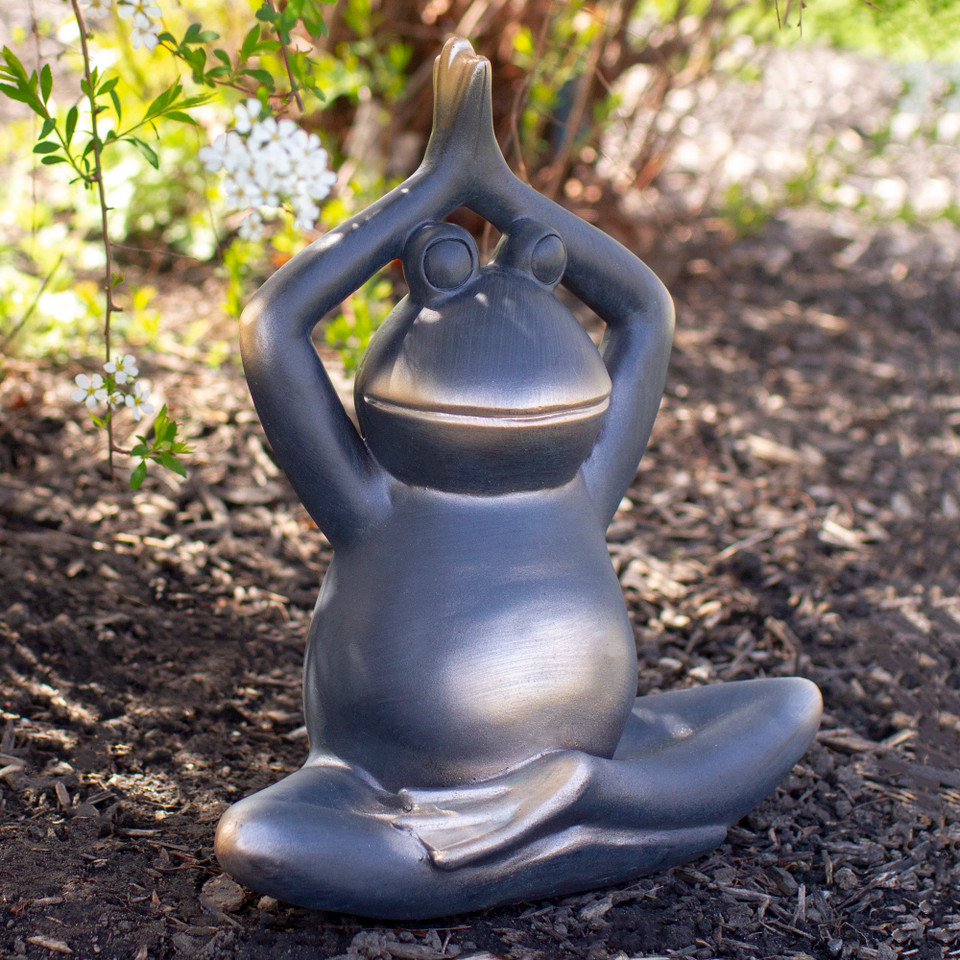 12" Yoga Frog In Prayer Position Outdoor Garden Statue | Christmas Central