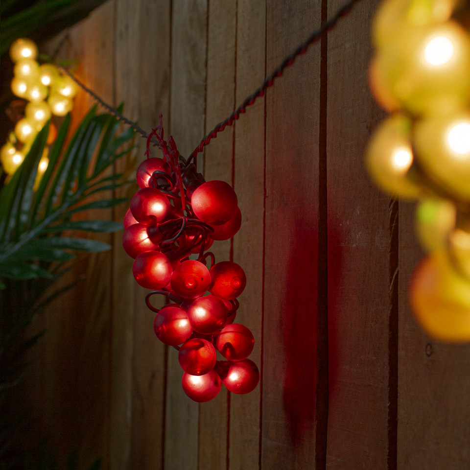 5-Count Red & Green Grape Cluster String Light Set, 8ft Brown Wire ...
