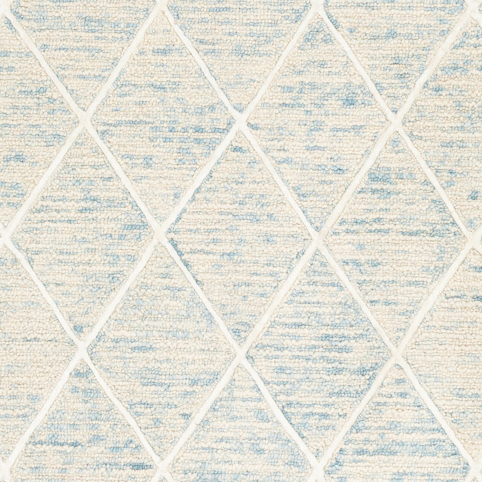 2' x 3' Diamond Pattern Ivory & Blue Wool Area Rug | Christmas Central