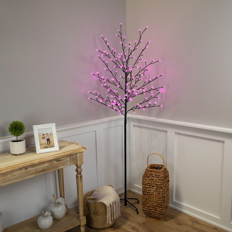 6' Pre-Lit Sakura Cherry Blossom Flower Artificial Tree - Pink LED ...