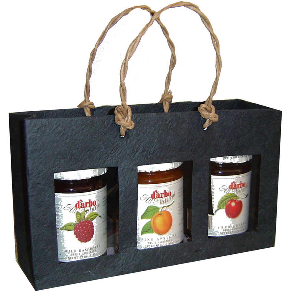 10.75" Black Paper Handmade Gourmet Bag with Three Compartment ...