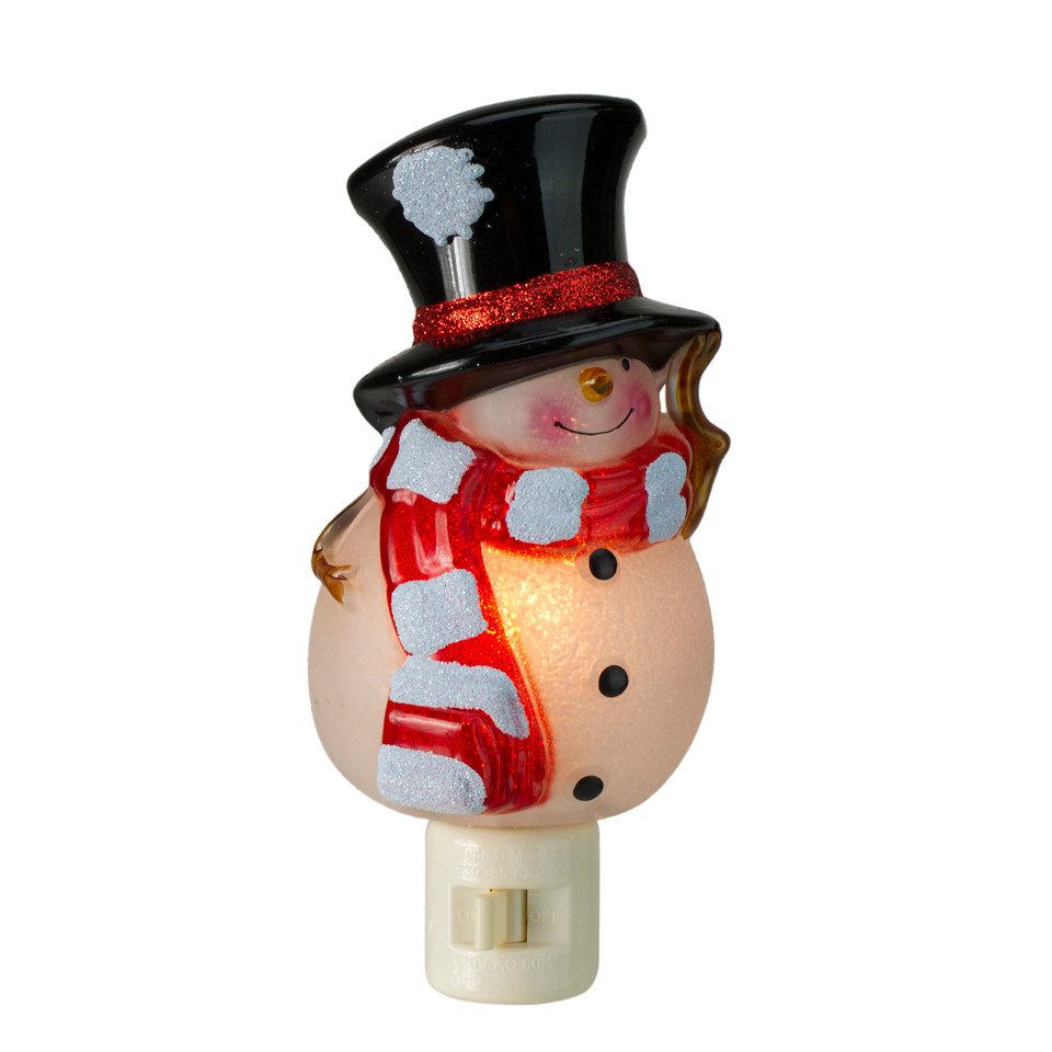 6" Beaded Snowman with Top Hat Christmas Night Light | Christmas Central