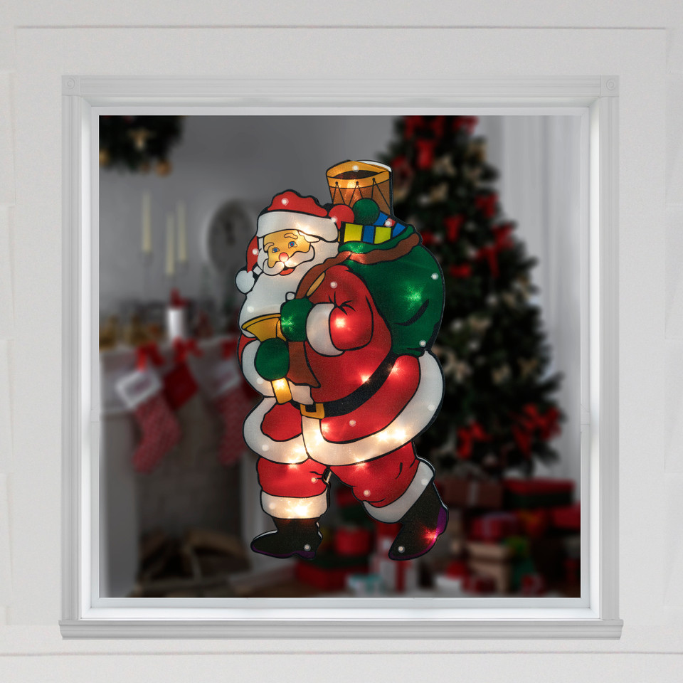 17.75" Lighted Santa Claus Christmas Window Silhouette | Christmas Central