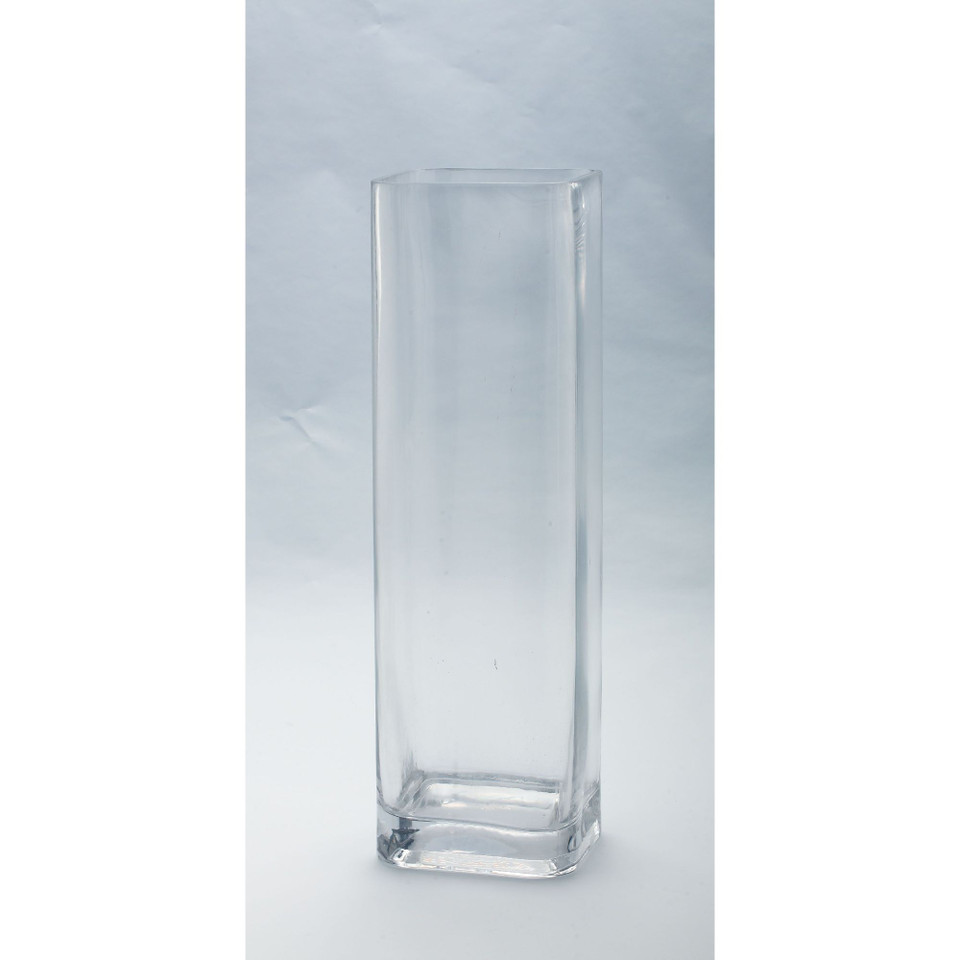 16" Clear Handblown Glass Square Flower Vase | Christmas Central