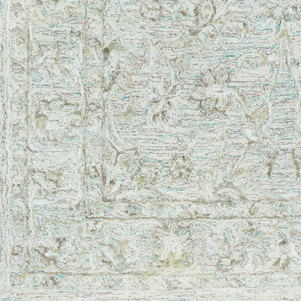 4' x 6' Ornamental Pattern Emerald Green & Sage Green Rectangular Area ...