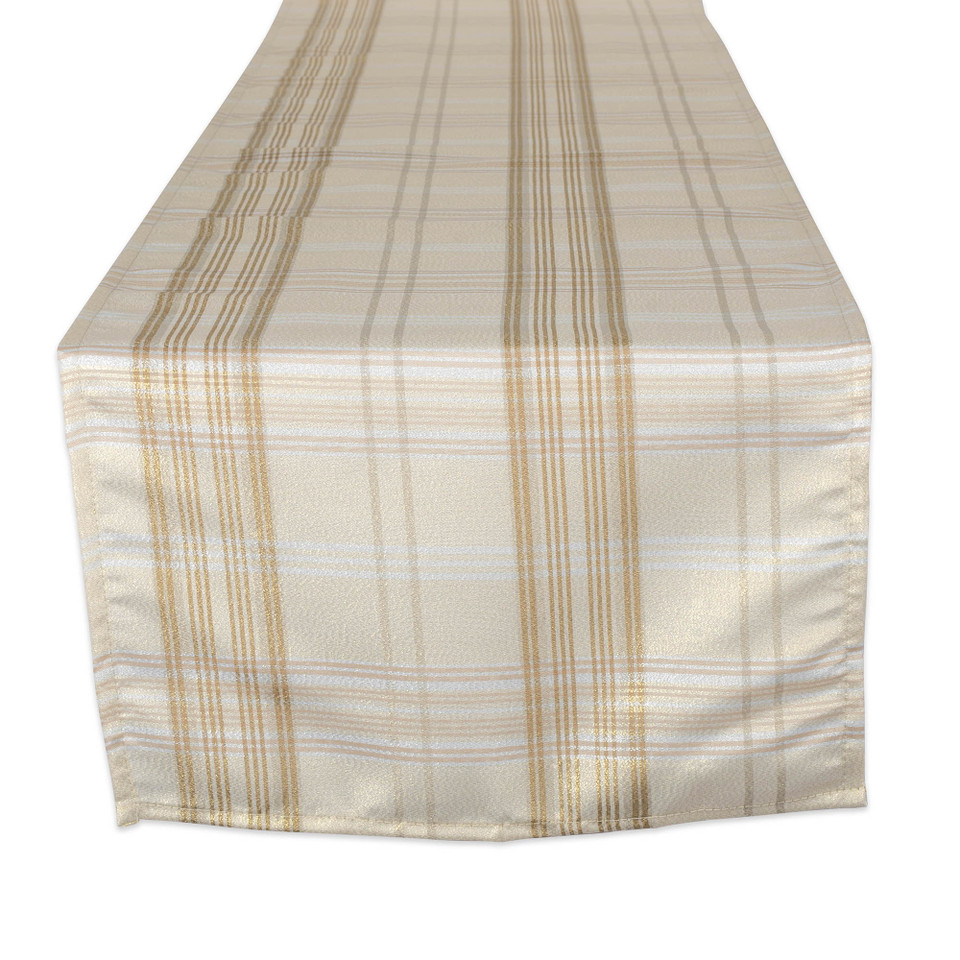 108" Beige & Brown Plaid Rectangular Table Runner | Christmas Central
