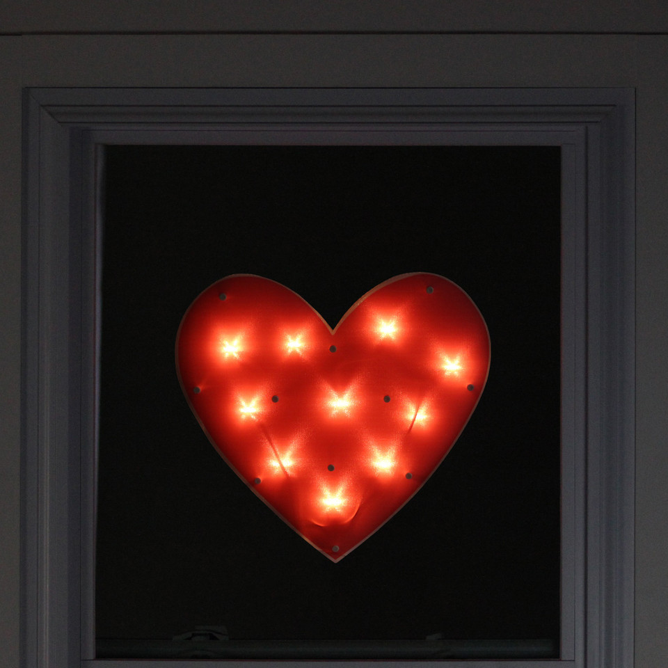 14.25" Lighted Red Heart Valentine's Day Window Silhouette Decoration ...