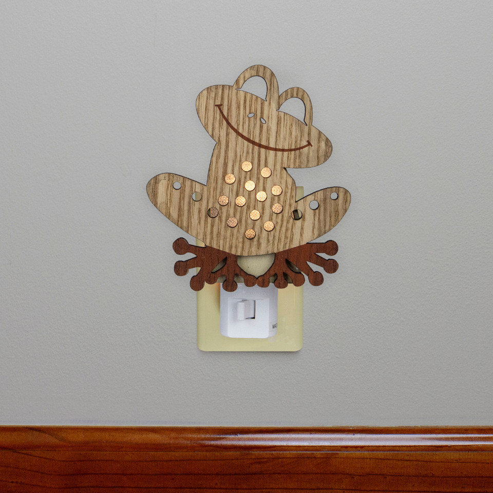 6" Wooden LED Smiling Frog Night Light | Christmas Central