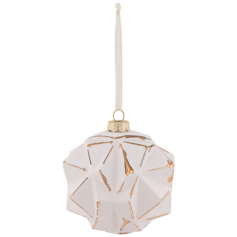 4" Pink & Gold Round 3D Geometric Glass Christmas Ornament | Christmas ...