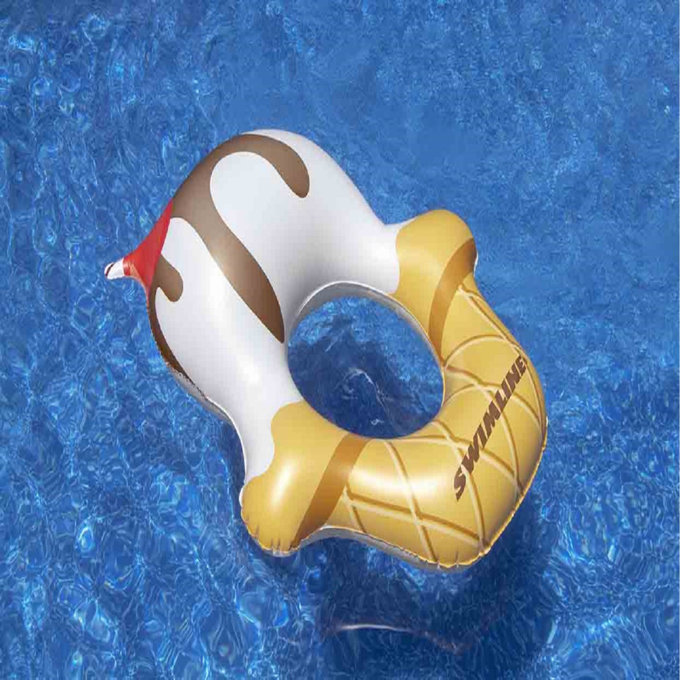 Inflatable White & Yellow Ice Cream Ring Pool Float - 46" | Christmas ...