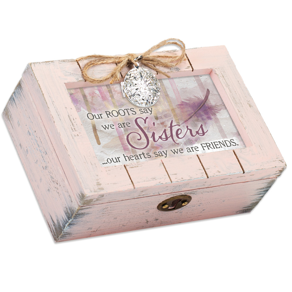 6" Pink Distressed Finish Rectangular Music Box | Christmas Central